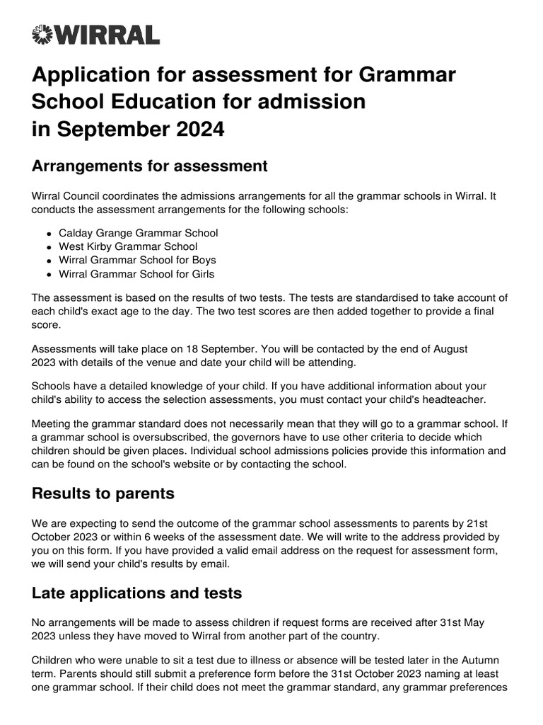 11 Plus Assessment Application Form - Af515452362 | PDF