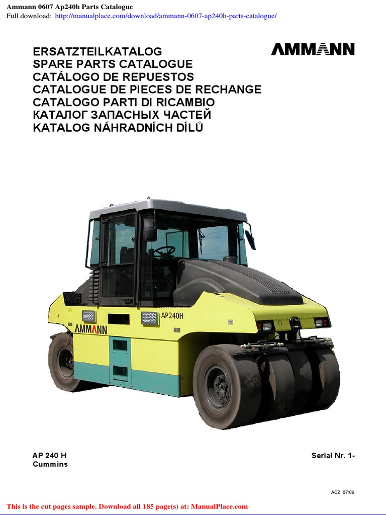 Ammann 0607 Ap240h Parts Catalogue | PDF