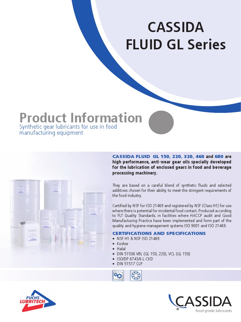 TDS Cassida Fluid GL Series Eng | PDF | Lubricant | Materials