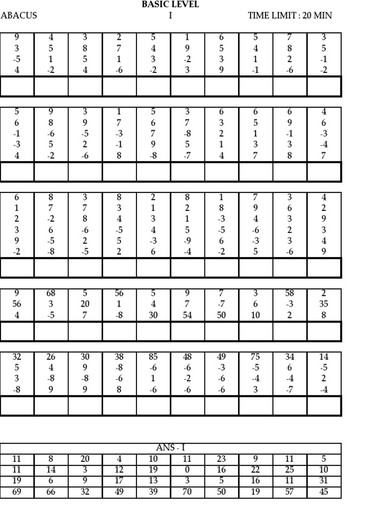 UCMAS Basic Level Answers | PDF