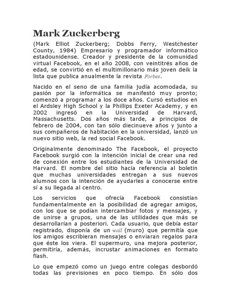 Mark Zuckerberg Pdf Facebook Mark Zuckerberg