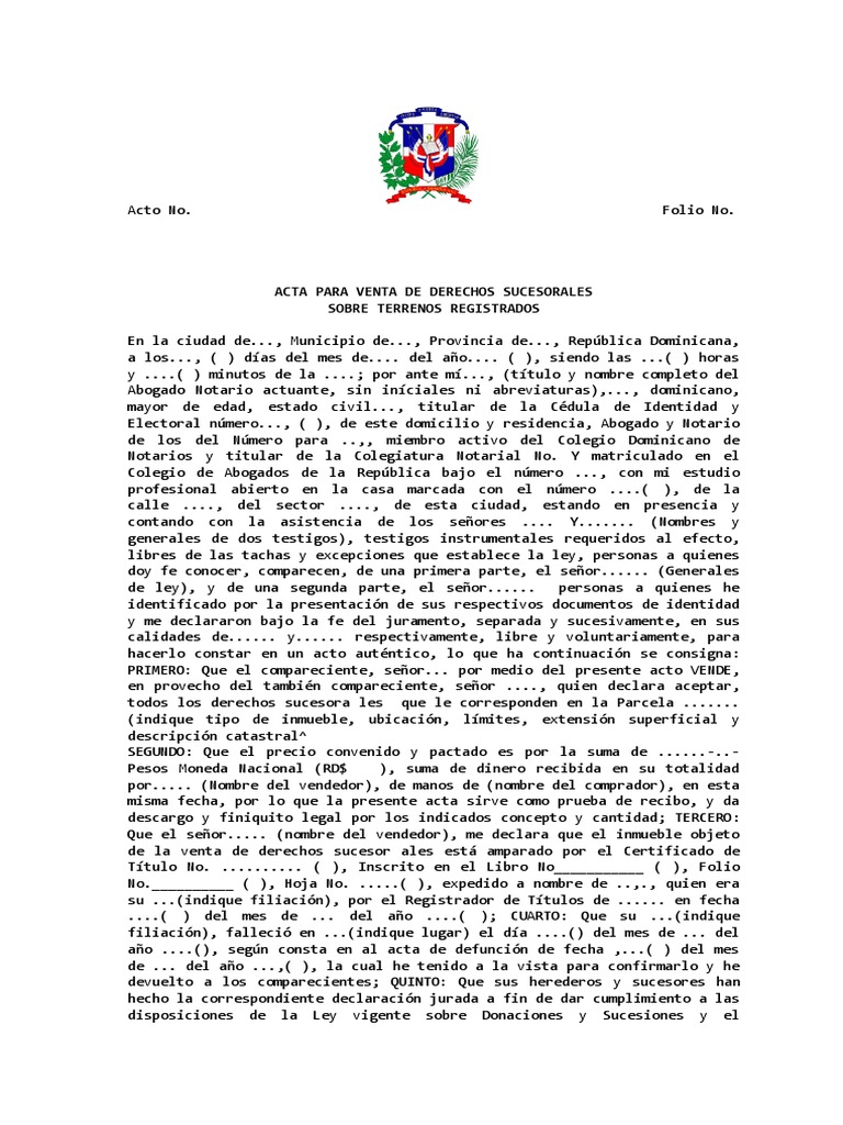 Acta de Venta de Derechos Sucesorales | PDF | Justicia | Crimen y violencia