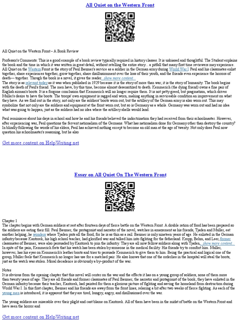 All Quiet On The Western Front | PDF