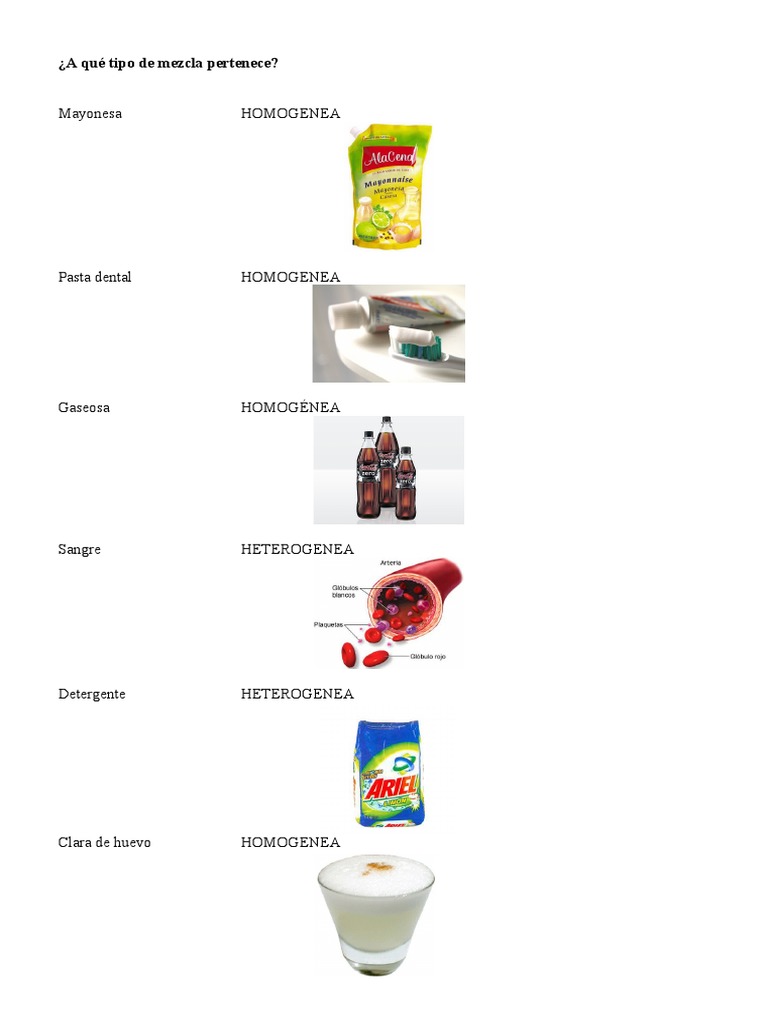 Ejemplos de Mezcla Heterogenea - A Que Tipo de Mezcla Pertenece - 2 | PDF