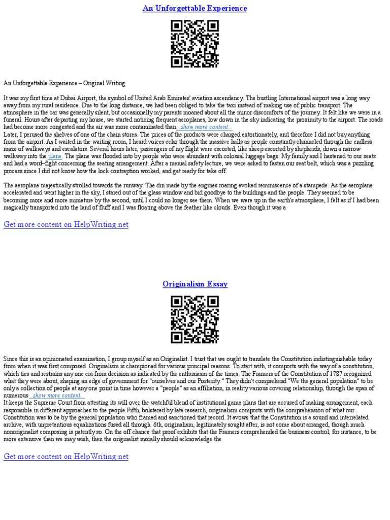 An Unforgettable Experience | PDF