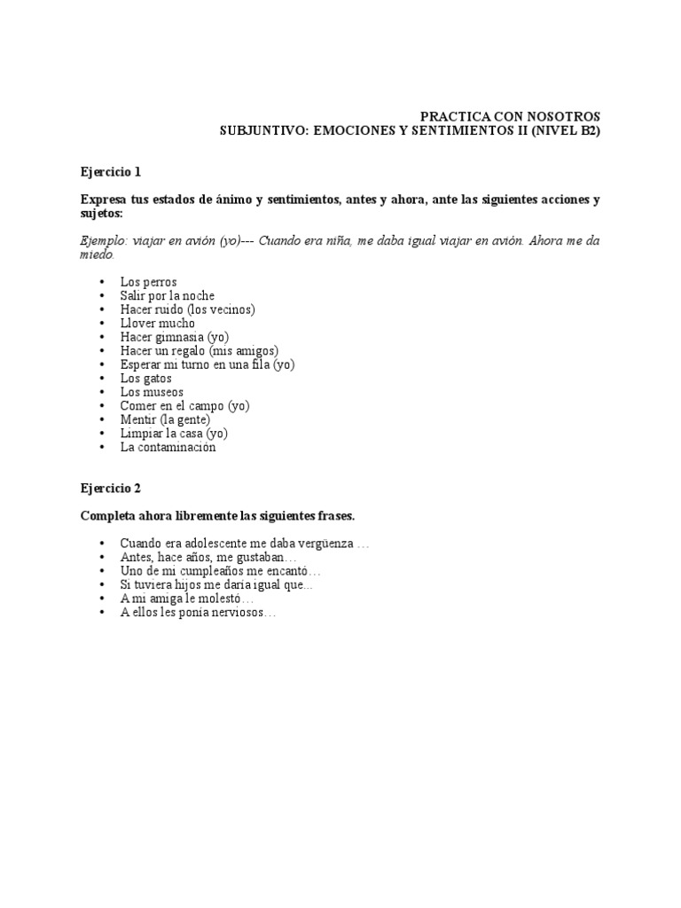 Subjuntivo Emociones y Sentimientos | PDF