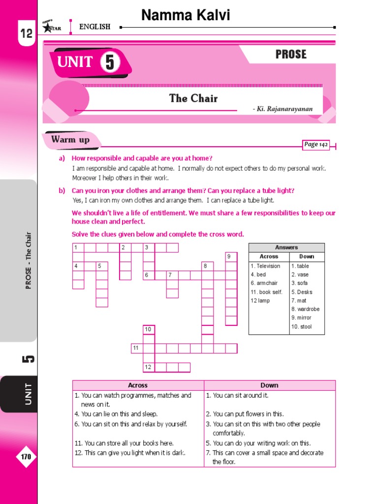 Namma Kalvi 12th English Unit 5 Full Guide Star English Guide | PDF | Chair | Noun