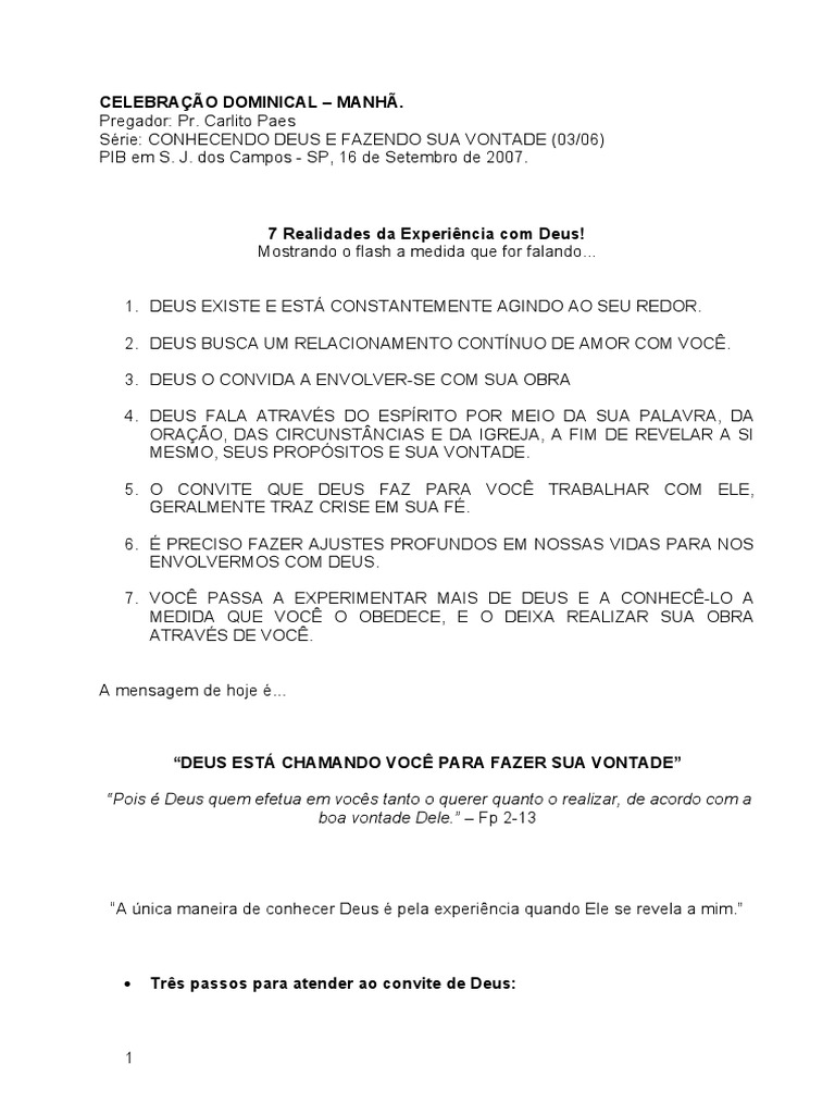 Conhecendo Deus e Fazendo Sua Vontade 3 | PDF