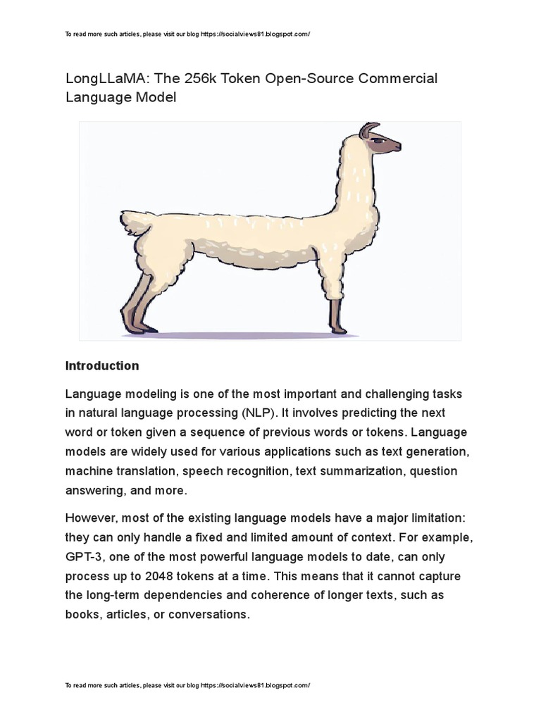 LongLLaMA: The 256k Token Open-Source Commercial Language Model | Download Free PDF | Artificial ...
