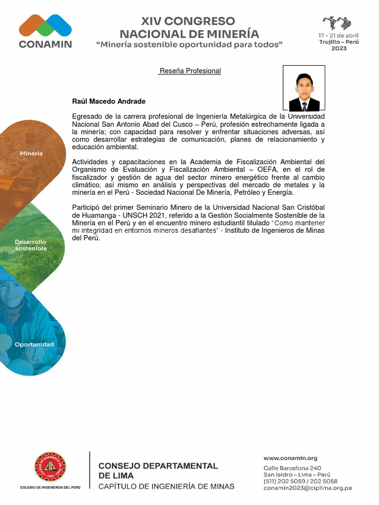 Reseña Profesional Raul Macedo Conamin-1 | PDF