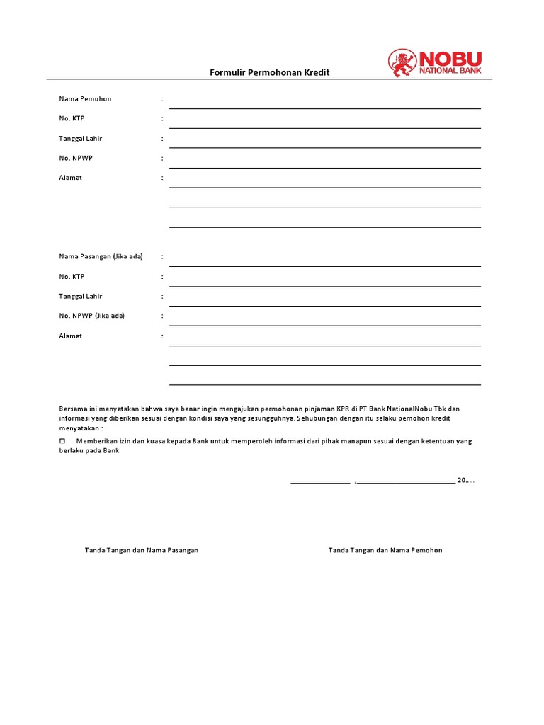 Formulir Permohonan Kredit - 221008 - 170630 | PDF