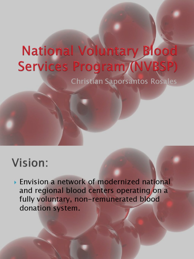 National Voluntary Blood Services Program (NVBSP) | PDF