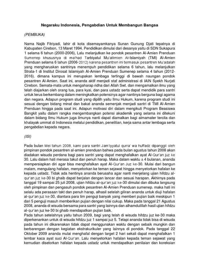 05 Format Esai Motivasi Diri Bagi Pendaftar Beasiswa | PDF