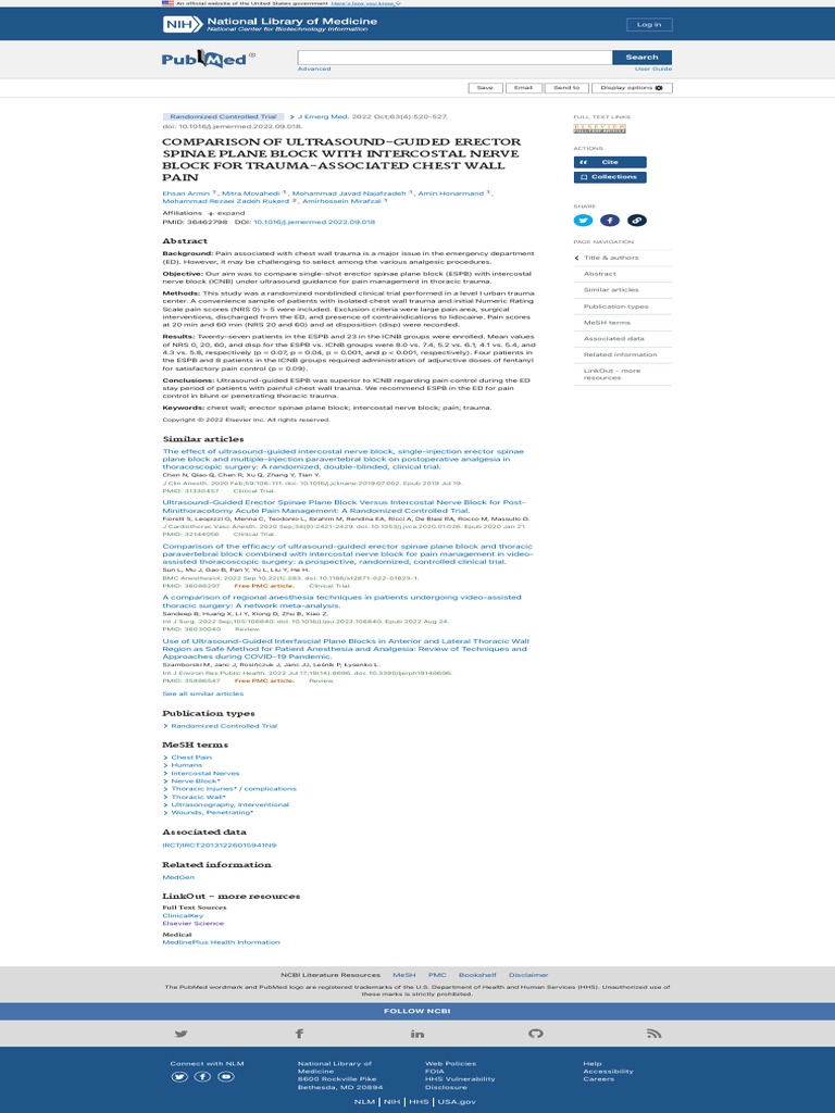 Comparison Of Ultrasound Guided Erector Spinae Plane Block With
