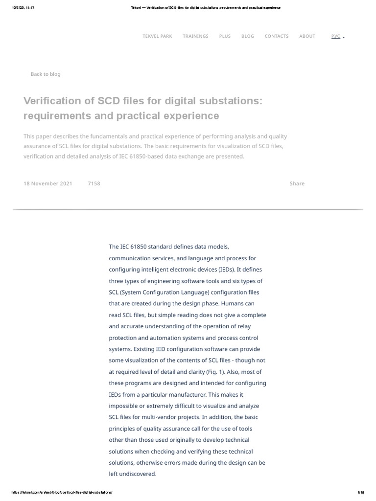 Tekvel - Verification of SCD Files For Digital Substations ... Tekvel - Verification of SCD Files For Digital Substations ...