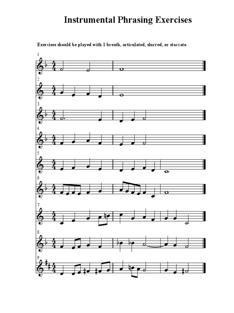 Trumpet Phrasing Exercises | PDF