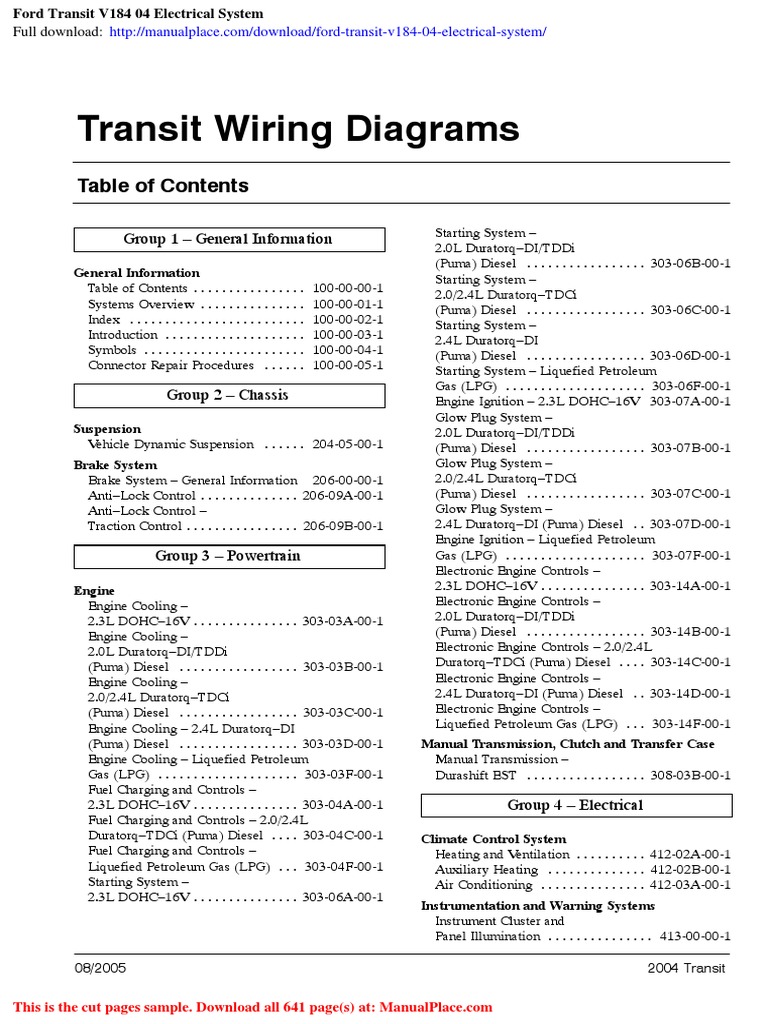 Ford Transit v184 04 Electrical System | PDF | Diesel Engine | Lighting