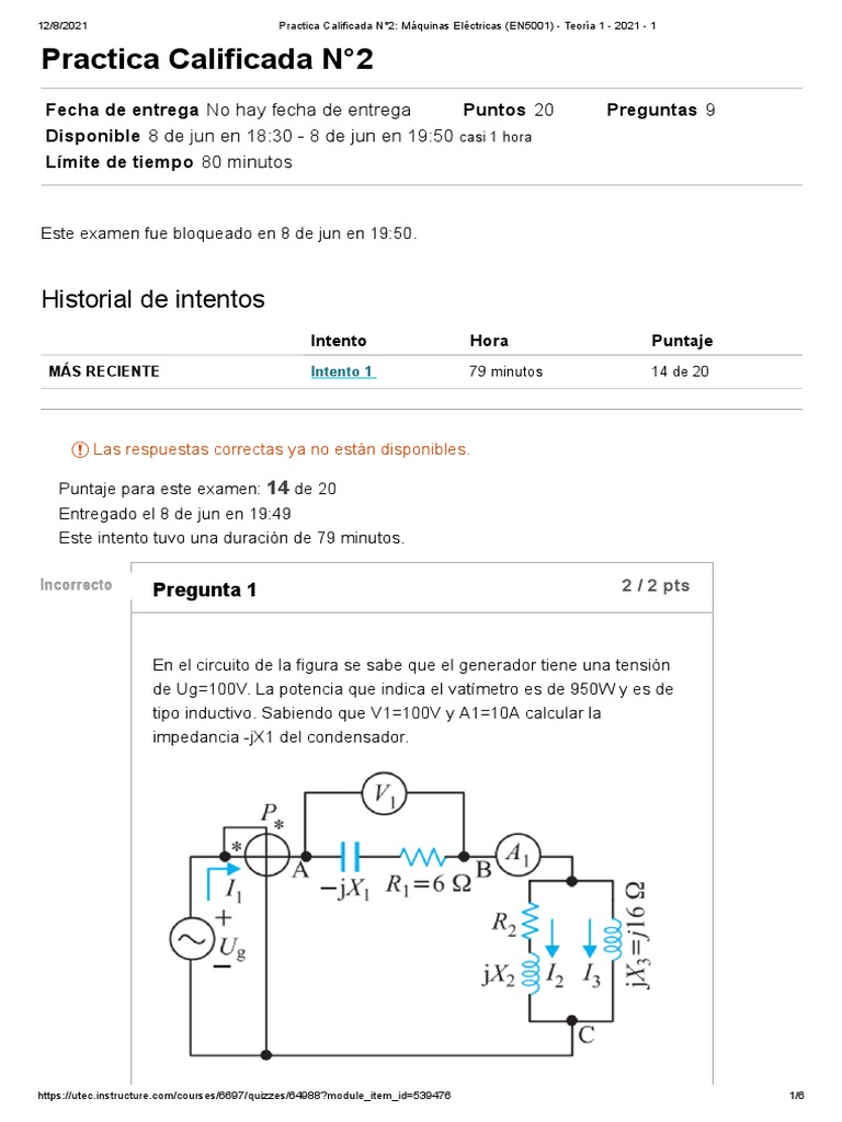 Practica Calificada N°2 - Máquinas Eléctricas (EN5001) - Teoría 1 - 2021 - 1 | Descargar gratis ...