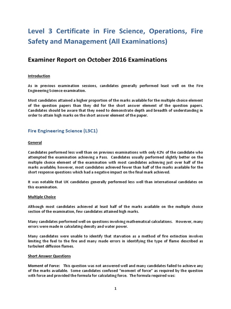 Fire Science Exam Insights | PDF | Multiple Choice | Force