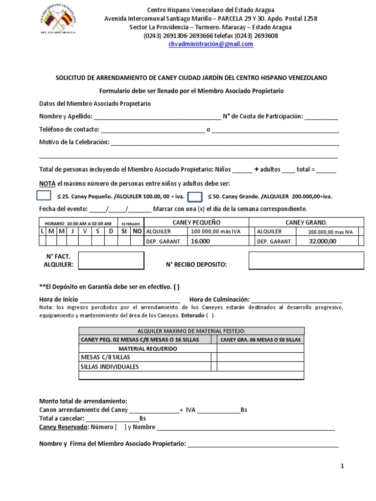 Nuevo formato para el alquiler de los Caney | PDF