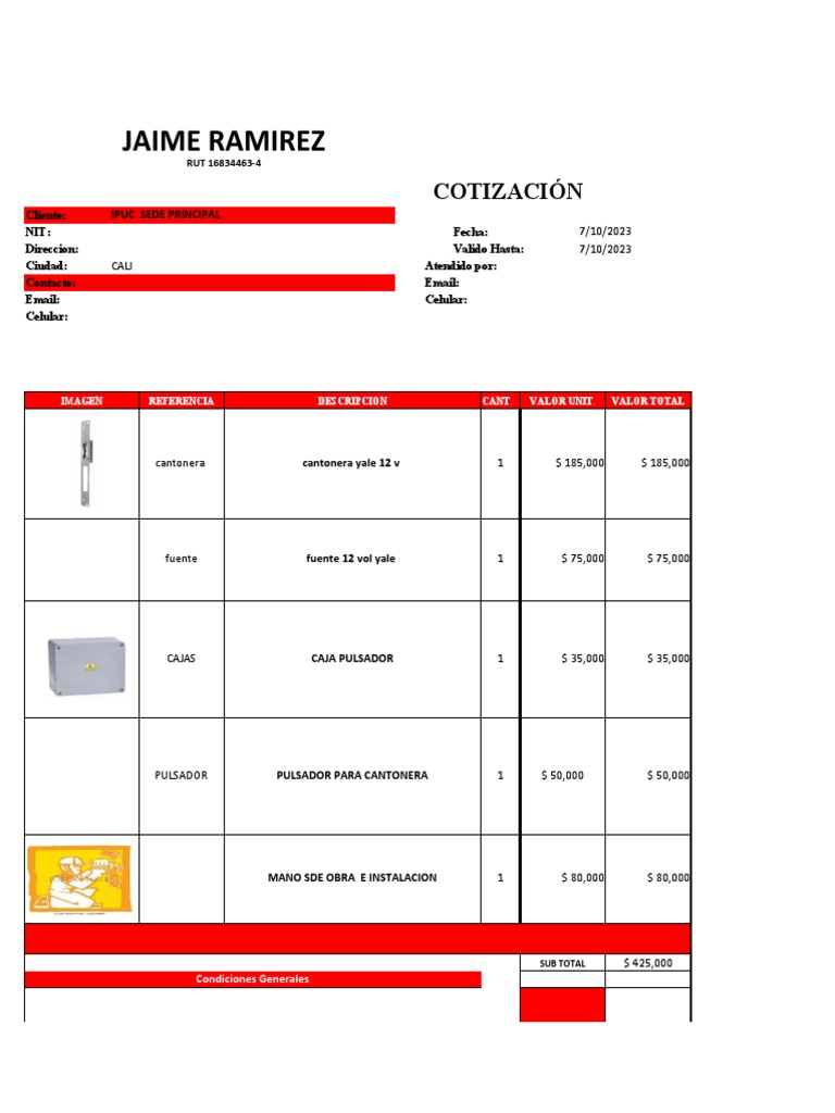 Cotizacion Ipuc | PDF