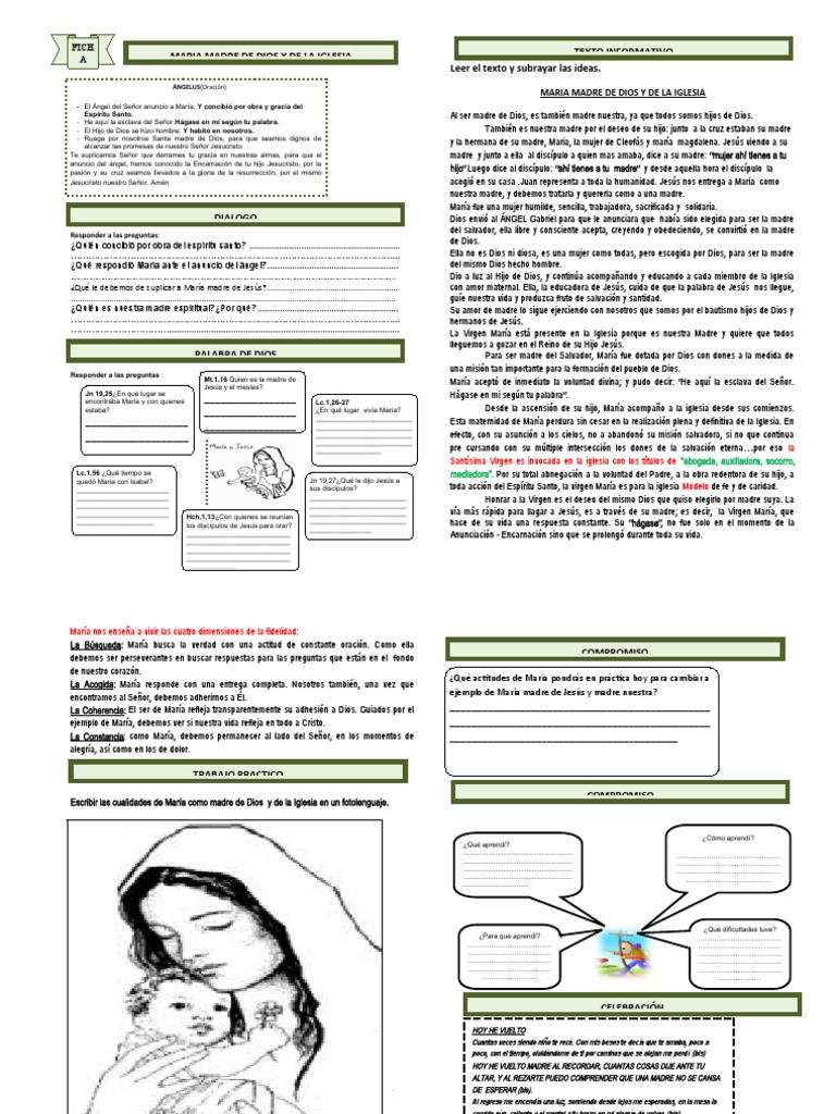 Ficha #04-María Madre de Dios y de La Iglesia | Descargar gratis PDF | María, madre de Jesús ...