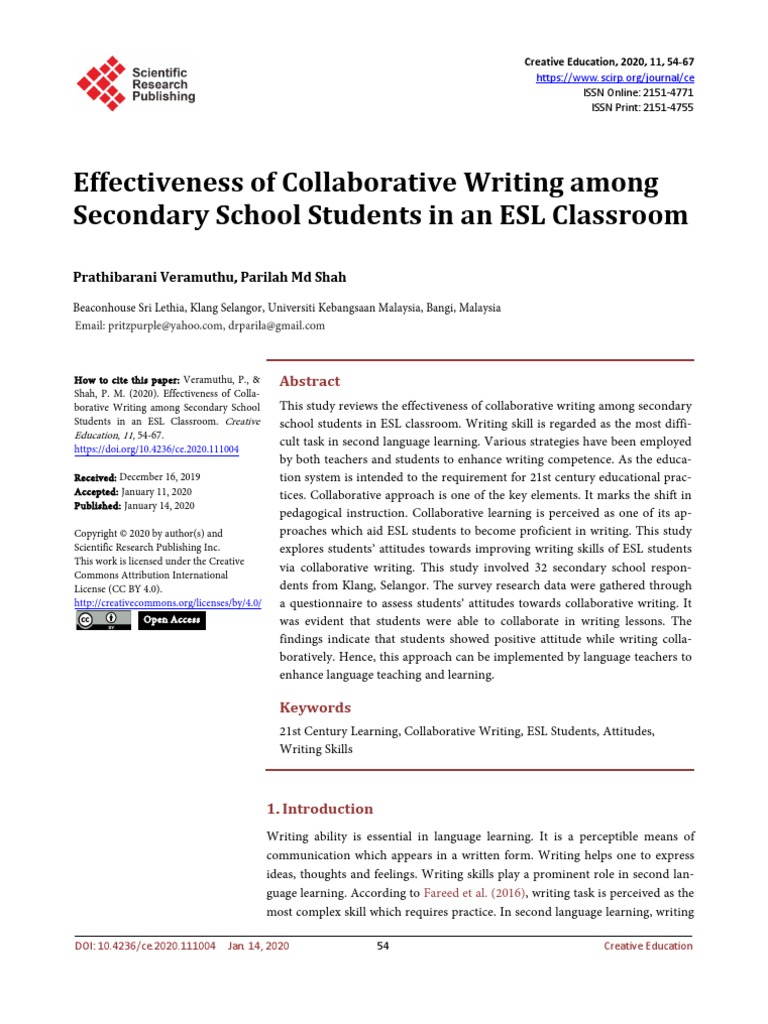 Effectiveness of Collaborative Writing | PDF | Learning | Critical Thinking