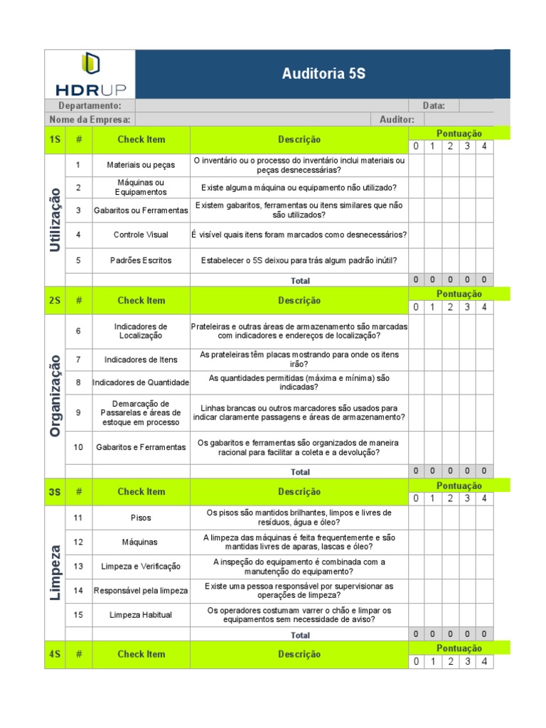 Modelo de Auditoria 5S | PDF
