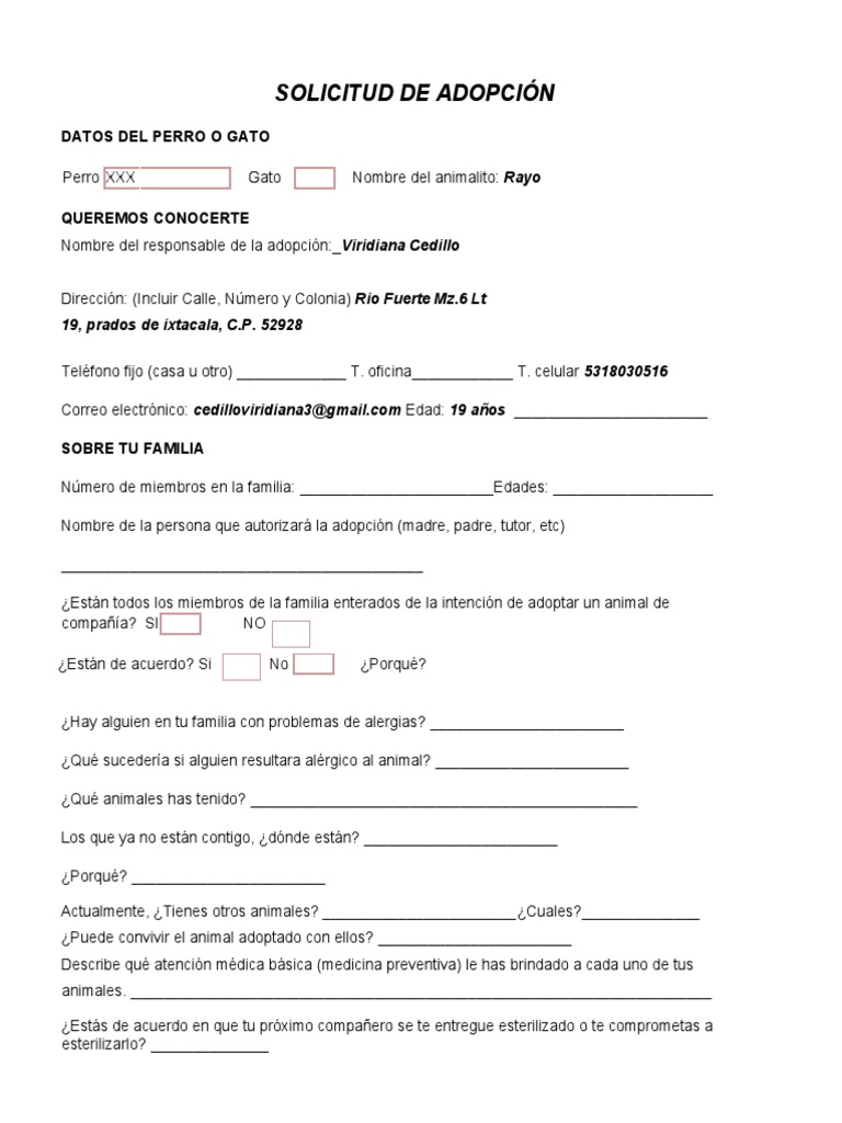 Formato de Adopcion | PDF