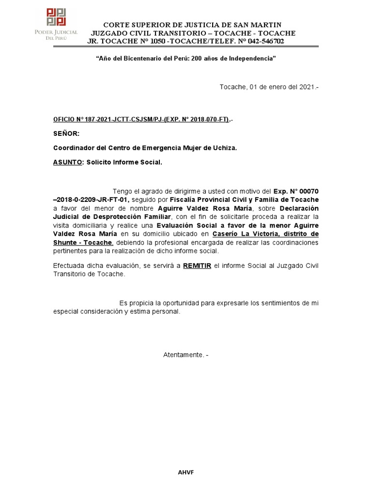 Oficio para El Cem - Asistente Social | PDF