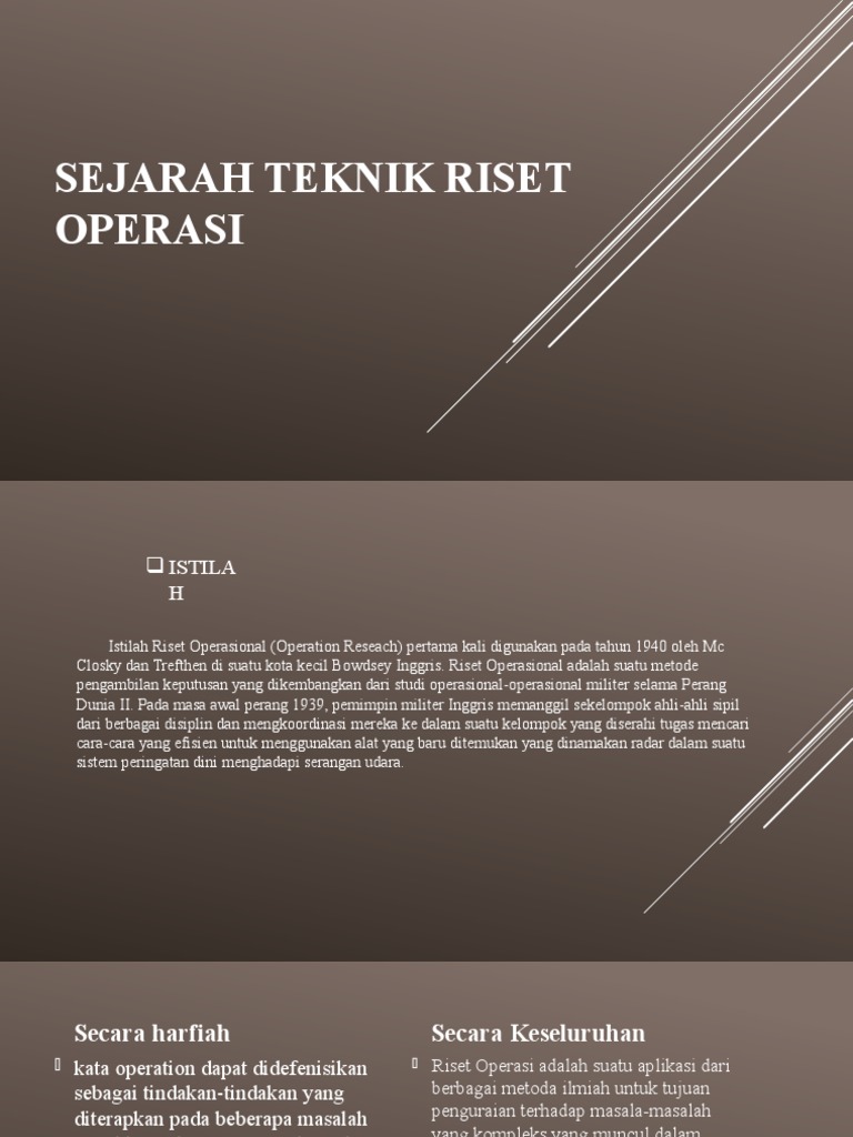 Sejarah Teknik Riset Operasi | PDF