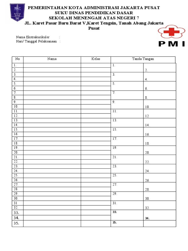 absensi pmr 7 | PDF