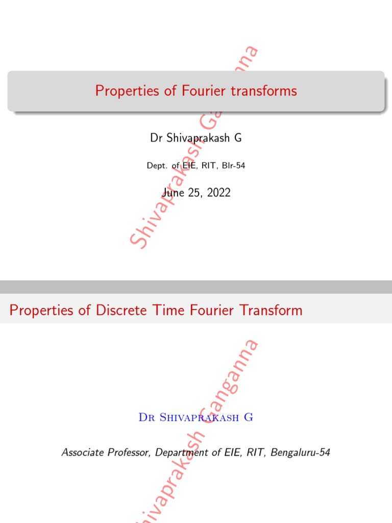 DTFT Properties | PDF | Algorithms | Signal Processing