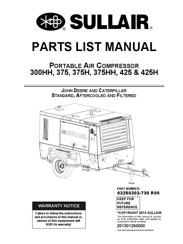 Sullair 375 Parts Manual | PDF