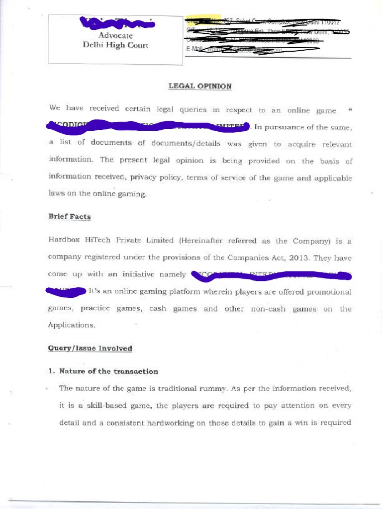 Legal Opinion - Sample | PDF