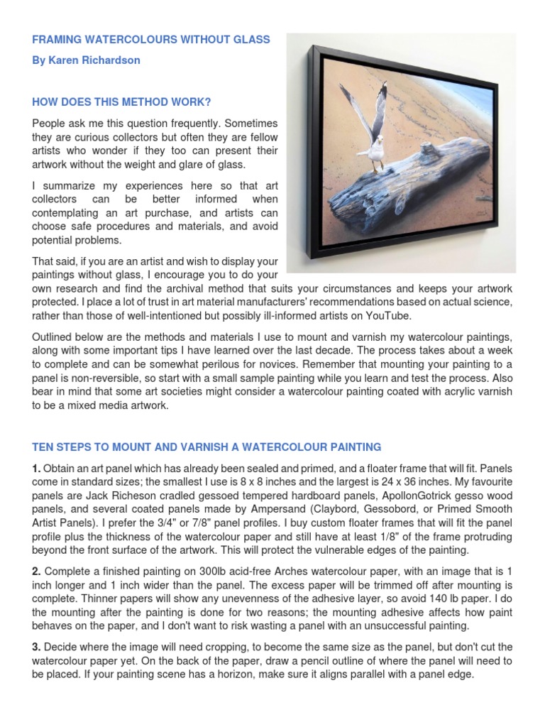 FRAMING WATERCOLOUR PAINTINGS WITHOUT GLASS by Karen Richardson | PDF ...