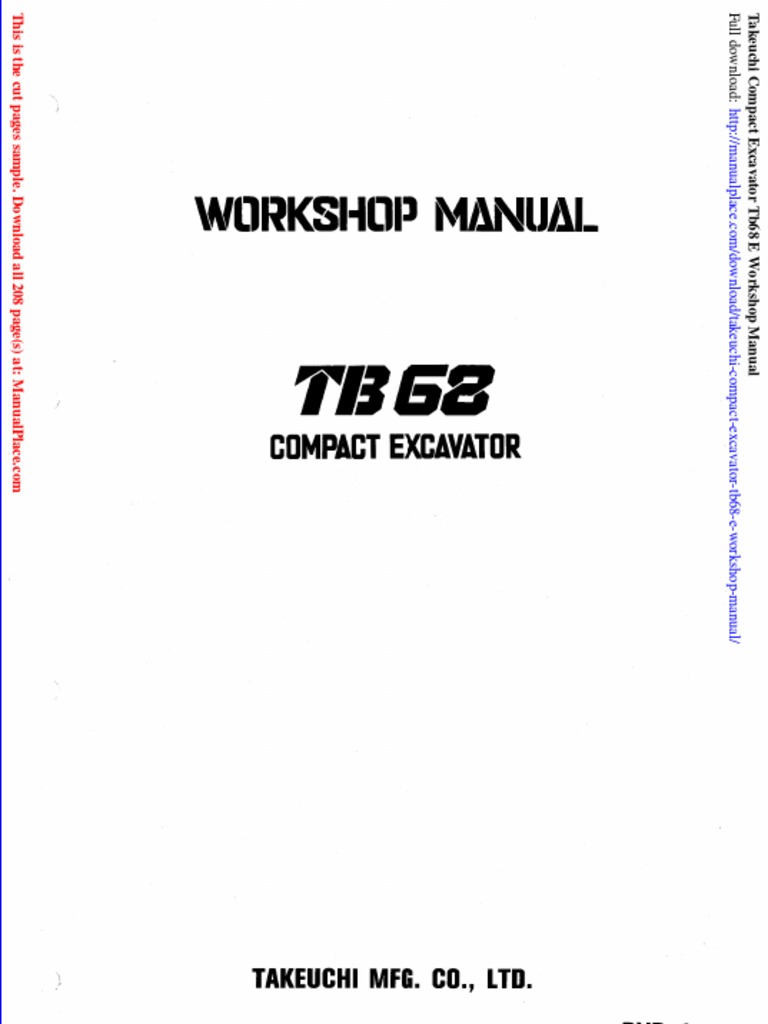 Takeuchi TB68 E Workshop Manual | PDF | Computers
