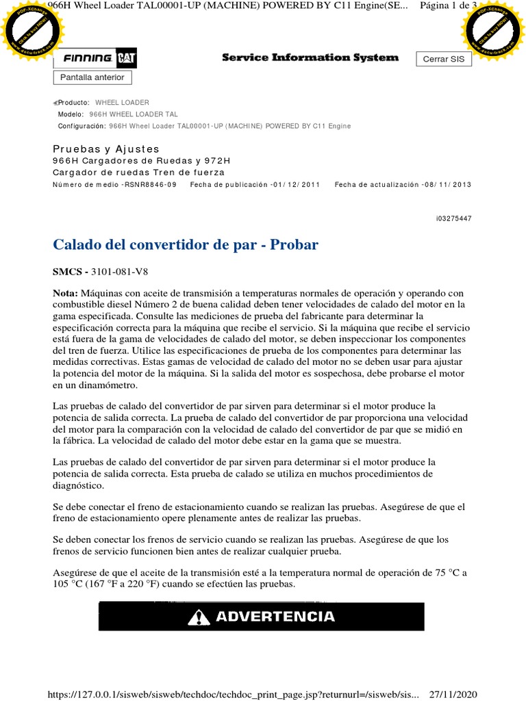 Prueba de Calado Del Convertidor | PDF | Motores | Tecnología de vehículos