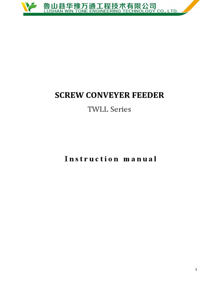 TWLL-Screw Conveyer Feeder | PDF | Screw | Engineering Tolerance