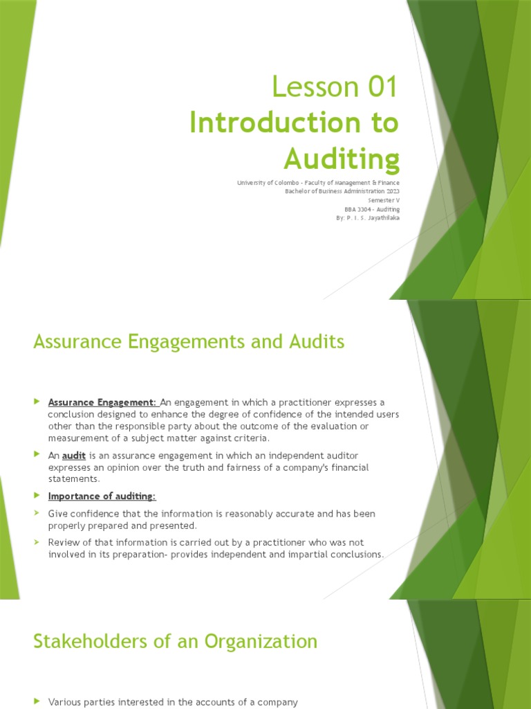 Lesson 1-BBA 3304 Introduction To Auditing | PDF | Audit | Financial Audit