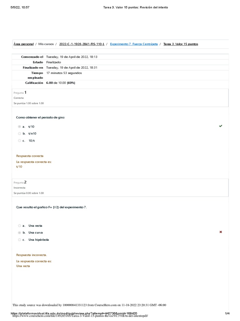 Tarea 3. Valor 15 Puntos Revisi N Del Intento PDF | PDF