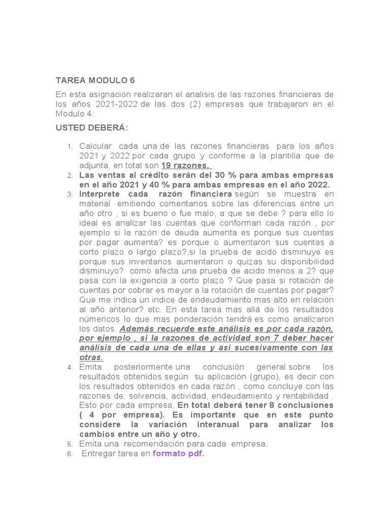 Tarea Modulo 6 | PDF | Deuda | Economias