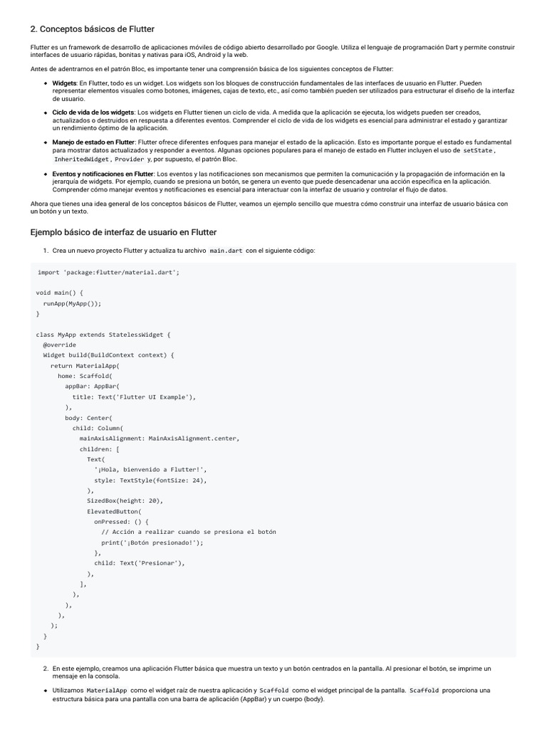 Conceptos Básicos de Flutter | PDF | Negocios | Informática