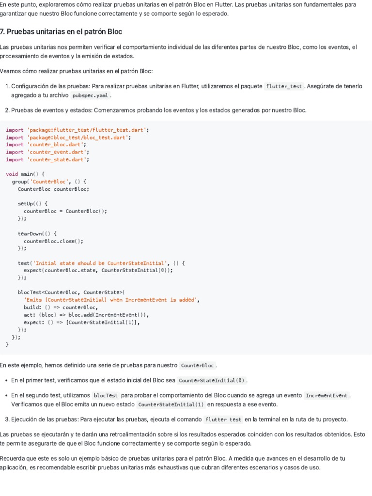 7. Pruebas unitarias en el patrón Bloc | PDF | Informática | Ingeniería ...