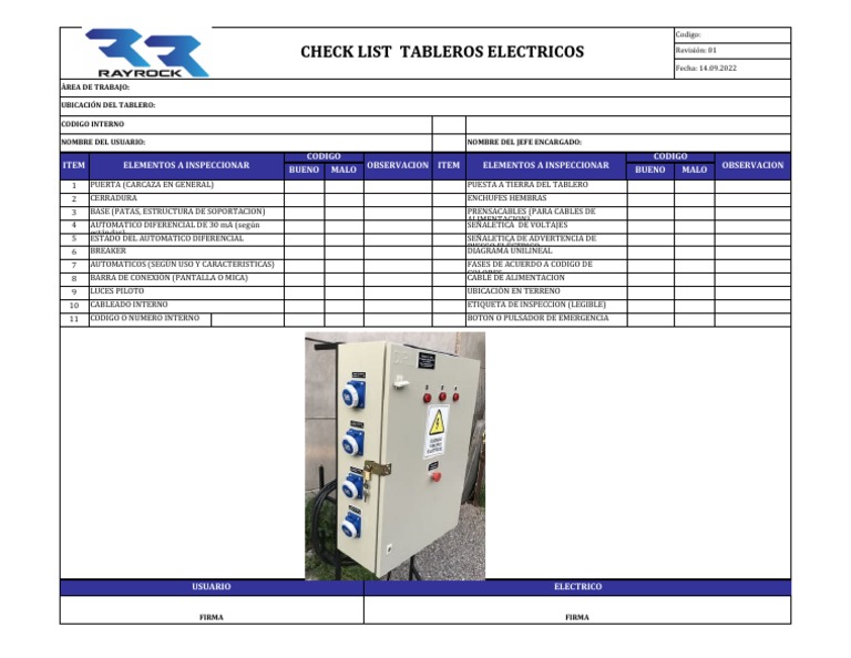 Check List Tableros Electricos Pdf Bienes Manufacturados