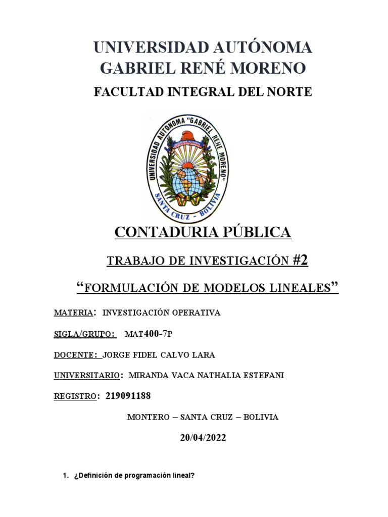 Carátula Uagrm | PDF