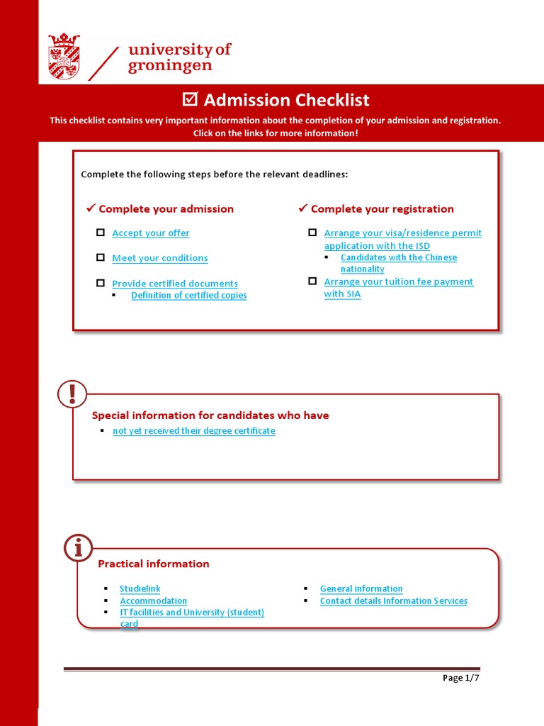 Admission Checklist (Pre-) Master September 2021 | PDF