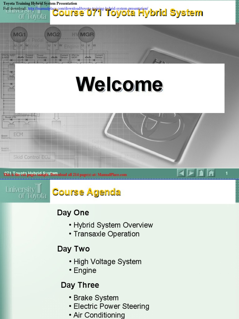Toyota Training Hybrid System Presentation | PDF | Hybrid Electric ...