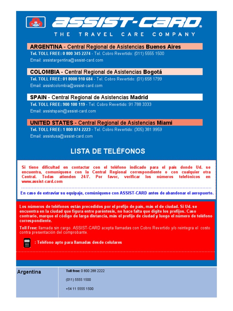 Assist card phone numbers | PDF