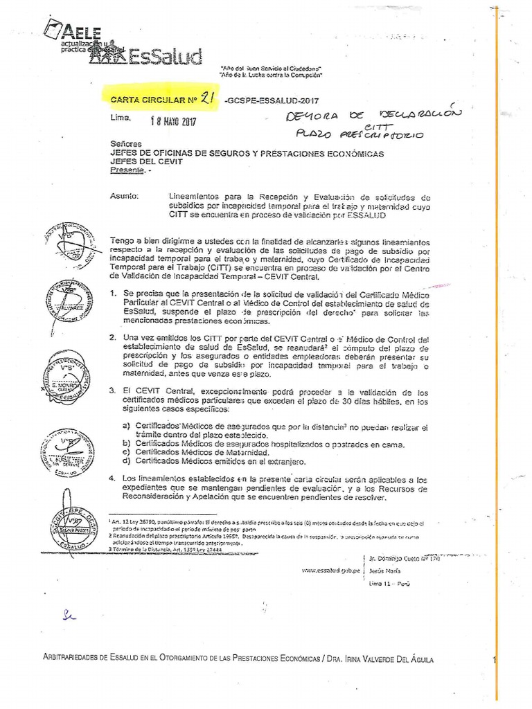 Carta Circular N°21 | PDF